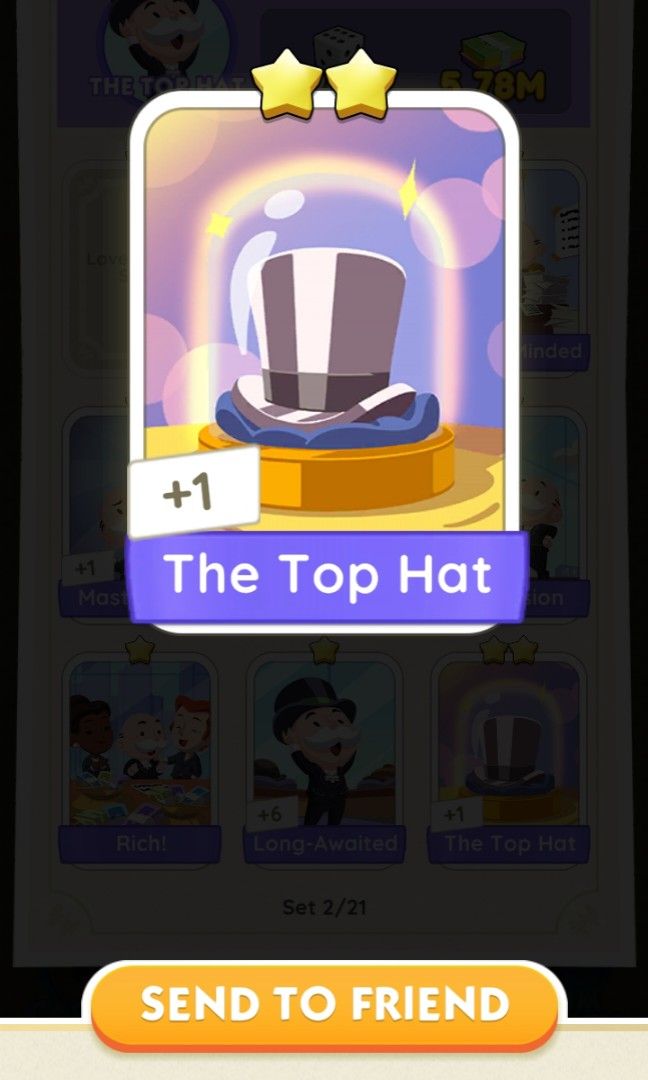 Set 2 THE TOP HAT - Monopoly Go, Hobbies & Toys, Toys & Games on Carousell