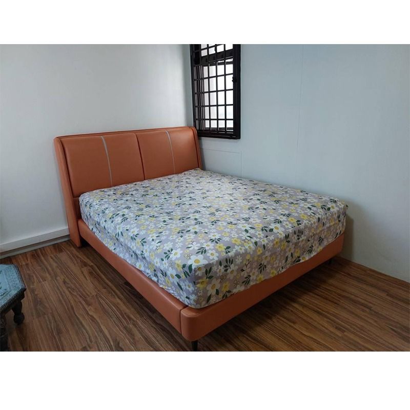 Simple modern keel bed Microfiber Leather High Quality Bedframe, Furniture & Home Living ...