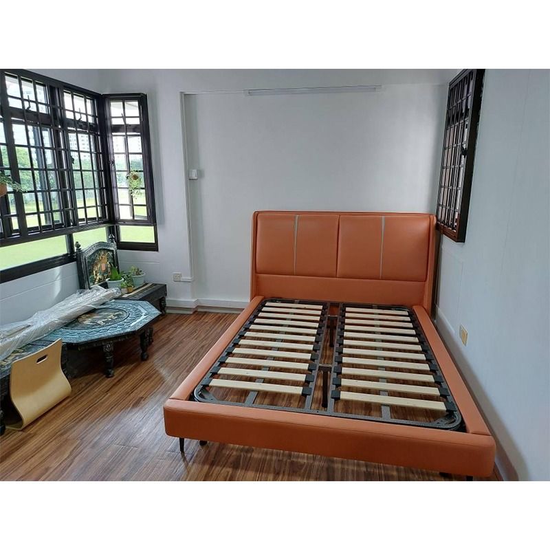 Simple modern keel bed Microfiber Leather High Quality Bedframe, Furniture & Home Living ...