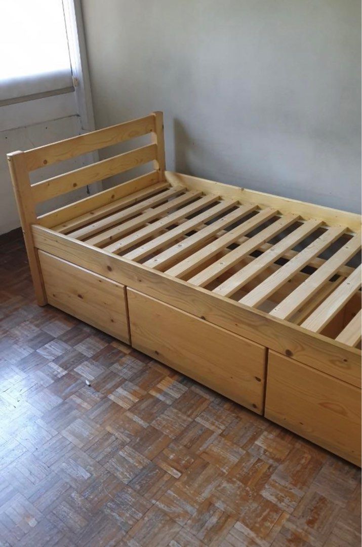 Single bed with drawers, Furniture & Home Living, Furniture, Bed Frames ...