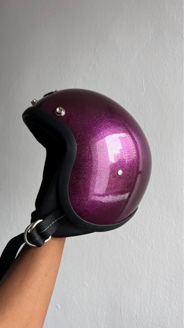 Slim helmet custom purple glitter | Everoak type | Open face motorcycle ...