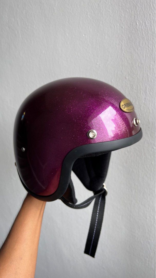 Slim helmet custom purple glitter | Everoak type | Open face motorcycle ...
