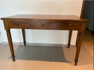 LEANNA Modern Industrial Solid Wood Slim Study Table, Furniture & Home ...