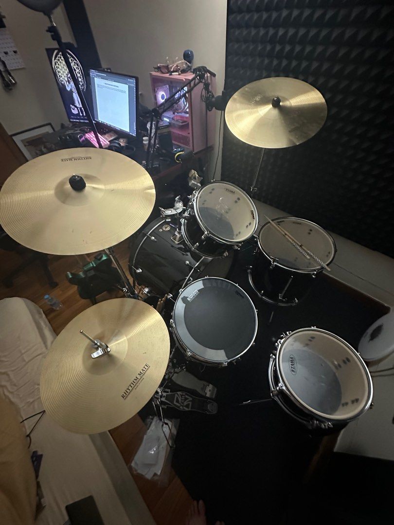 TAMA RM52KH6C-BK Rhythm Mate 5-Piece Drums w/Hardwares & Cymbals, Black ...