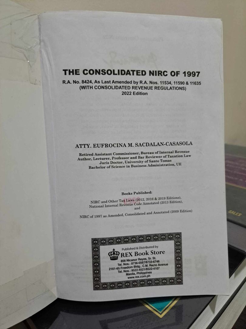 The Consolidated NIRC of 1997 Eufrocina Sacdalan Casasola 2022 Taxation ...