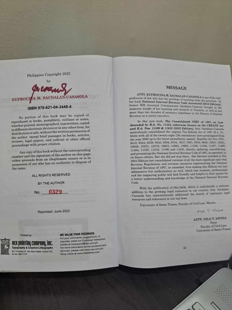 The Consolidated NIRC of 1997 Eufrocina Sacdalan Casasola 2022 Taxation ...