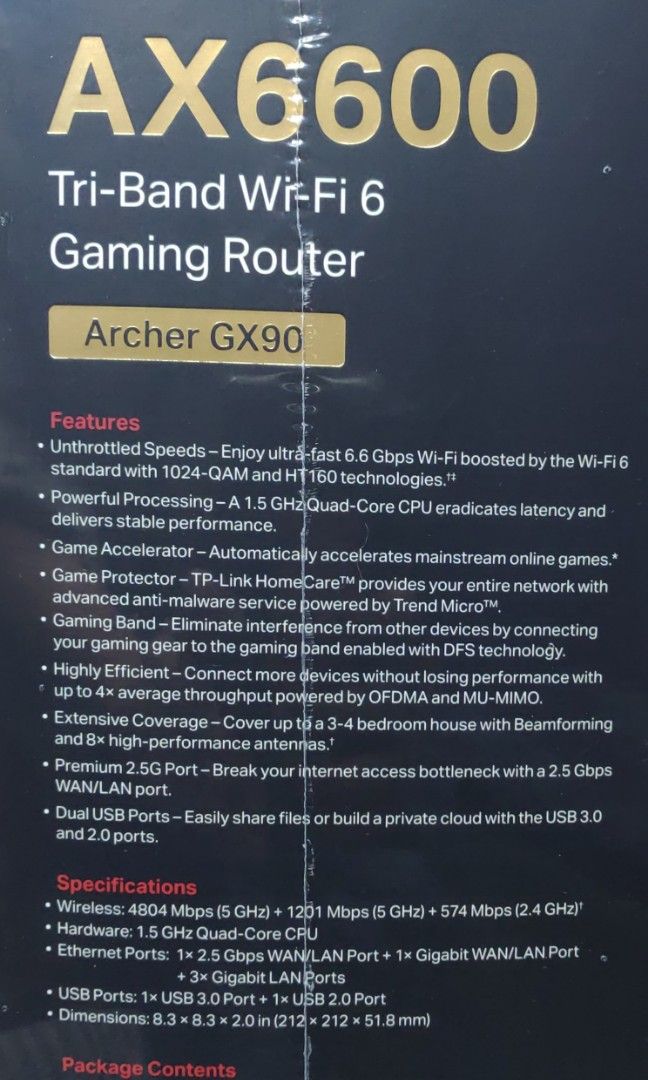 Tp Link Gx Ax Tri Band Wifi Gaming Router Computers Tech Parts Accessories