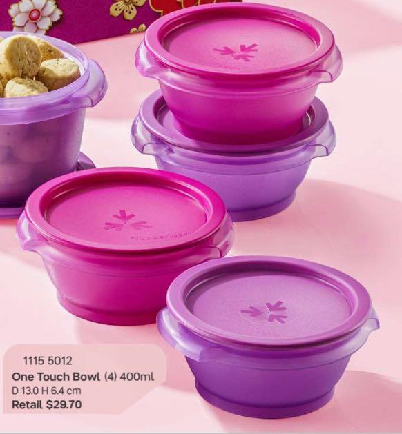 Tupperware 400ml "One Touch" airtight bowls, Furniture & Home Living ...