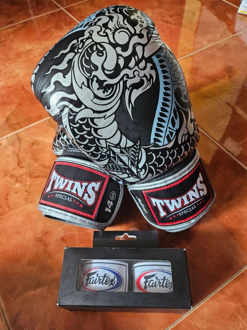 Twins Special Boxing Gloves + Fairtex Hand Wraps, Sports Equipment ...