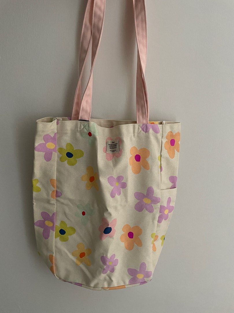 Typo floral tote bag, Women's Fashion, Bags & Wallets, Tote Bags on ...