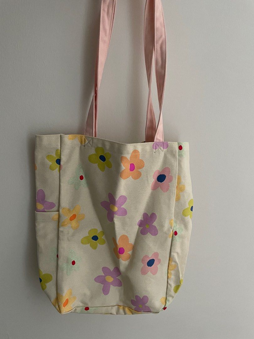 Typo floral tote bag, Women's Fashion, Bags & Wallets, Tote Bags on ...