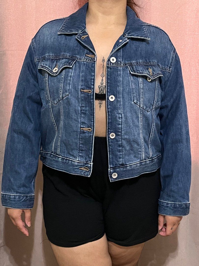 Uniqlo Cropped Denim Jacket, Women's Fashion, Coats, Jackets and ...