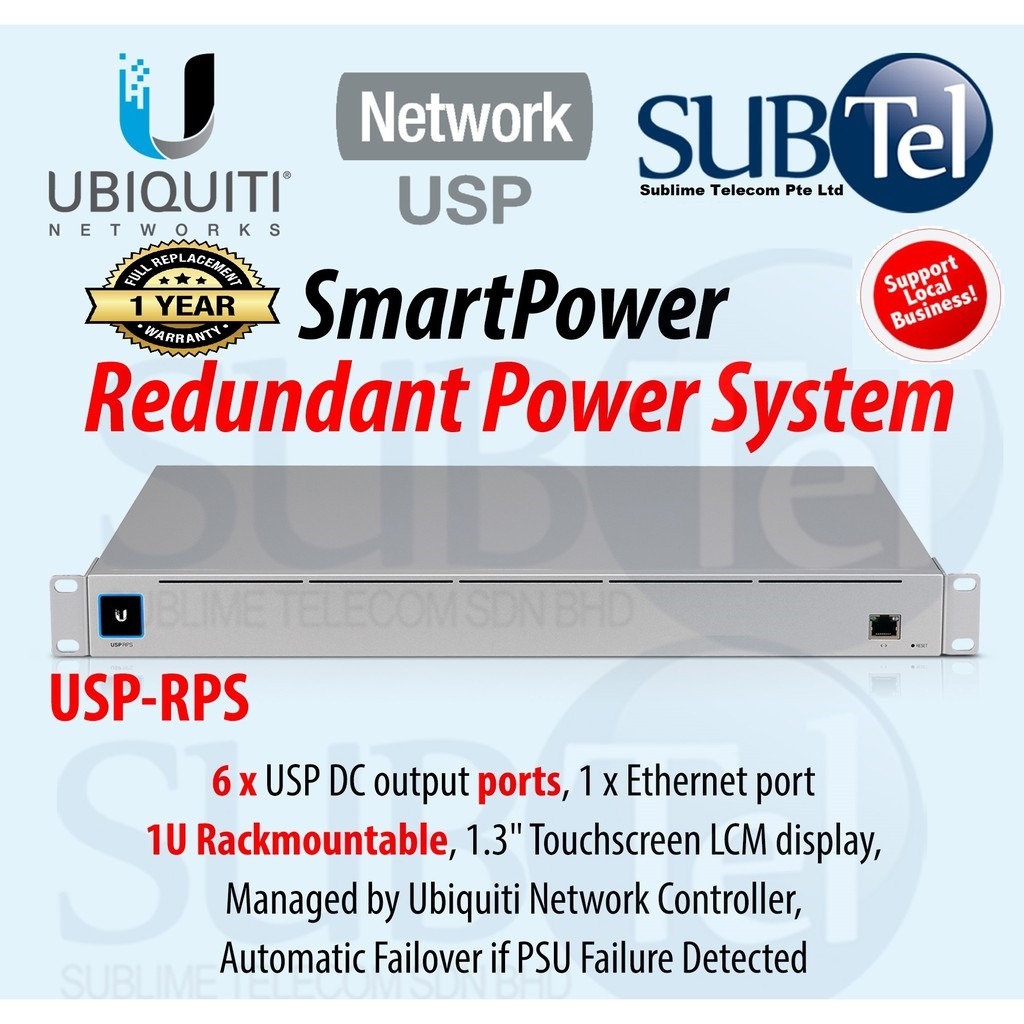 USP-RPS Ubiquiti SmartPower Redundant Power System 1U Rackmount UBNT ...