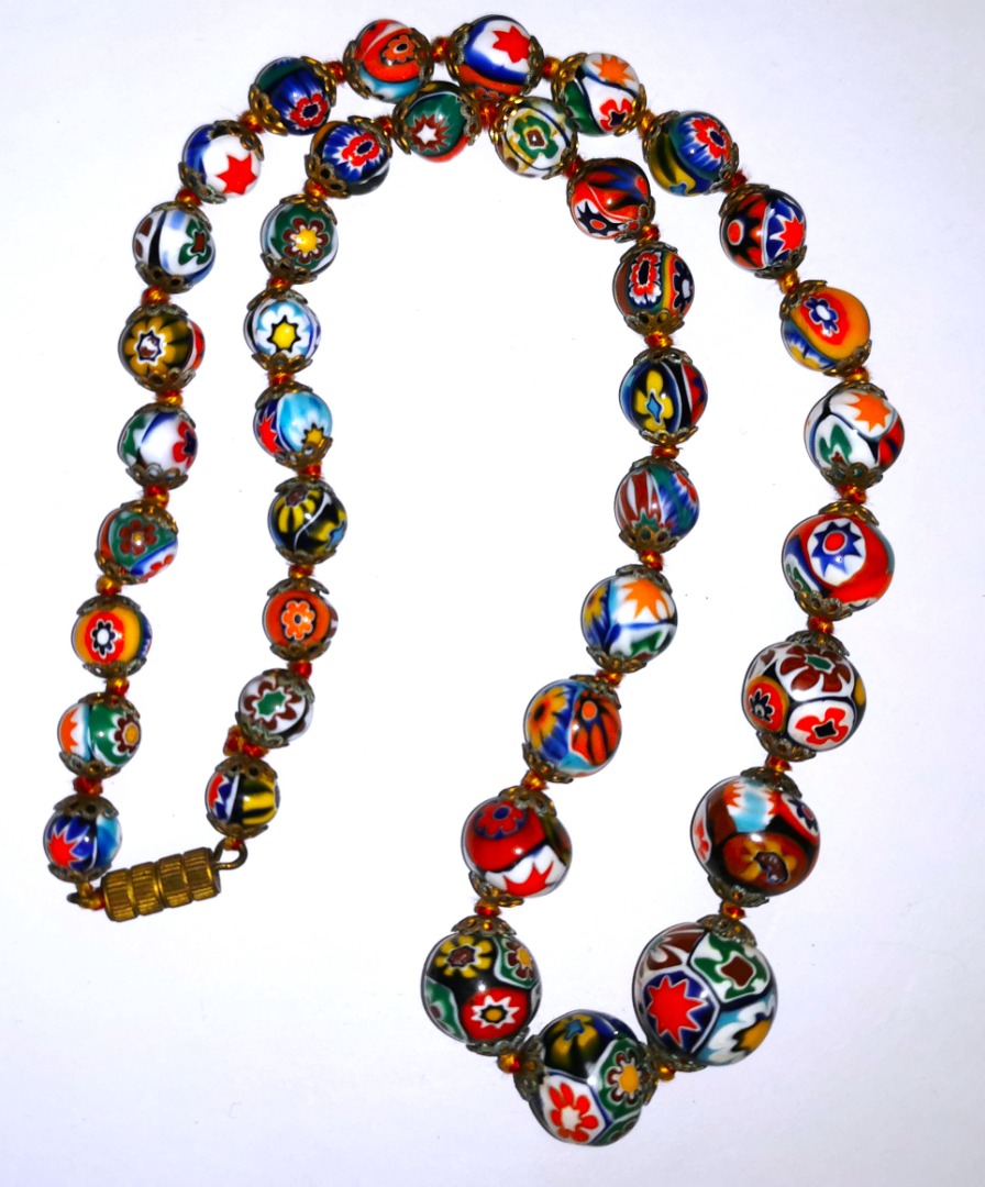 Vintage Moretti Venetian Millefiore Italian Beads Necklace, Women's ...