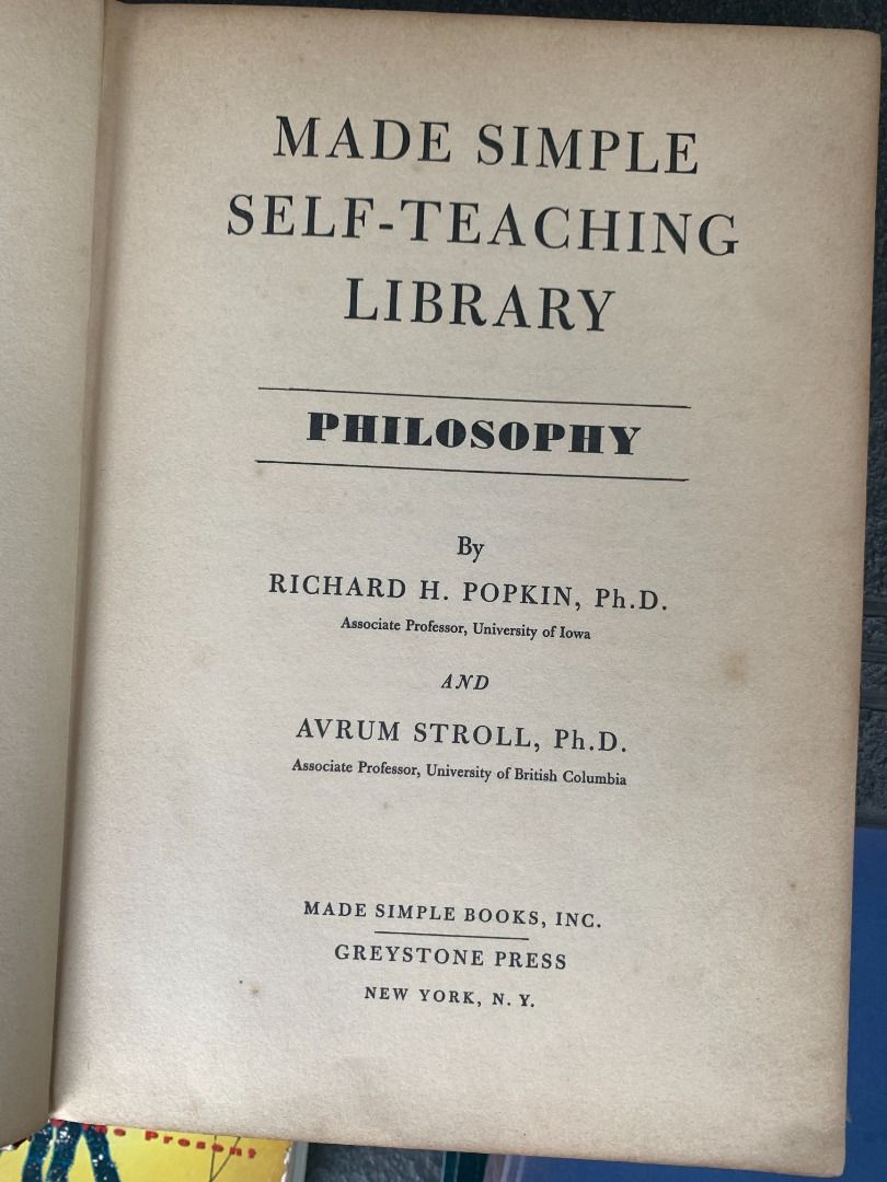 [13] Made Simple Self-Teaching Library: PHILOSOPHY, Popkin & Stroll ...