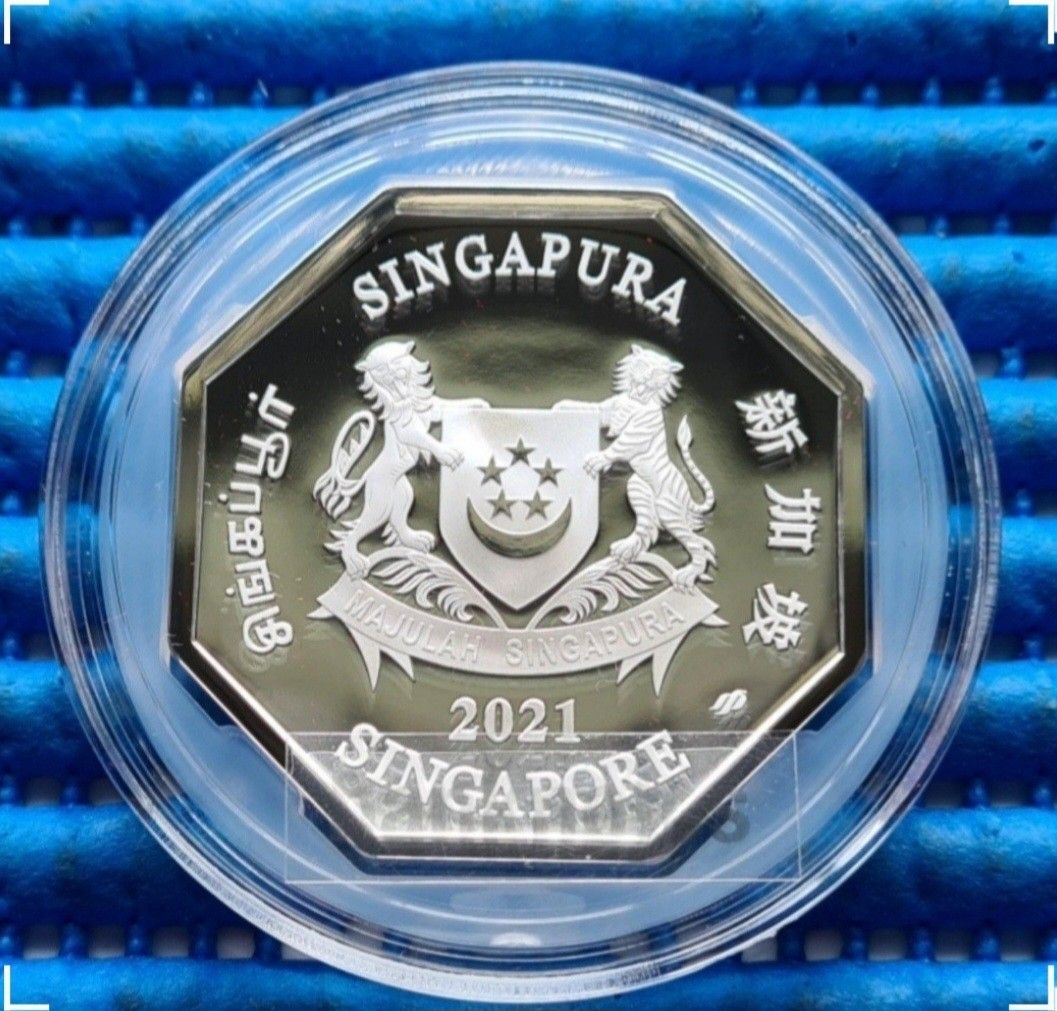 2021 Singapore Lunar Year of the OX $5 Octagon Shaped Silver Proof Coin ...