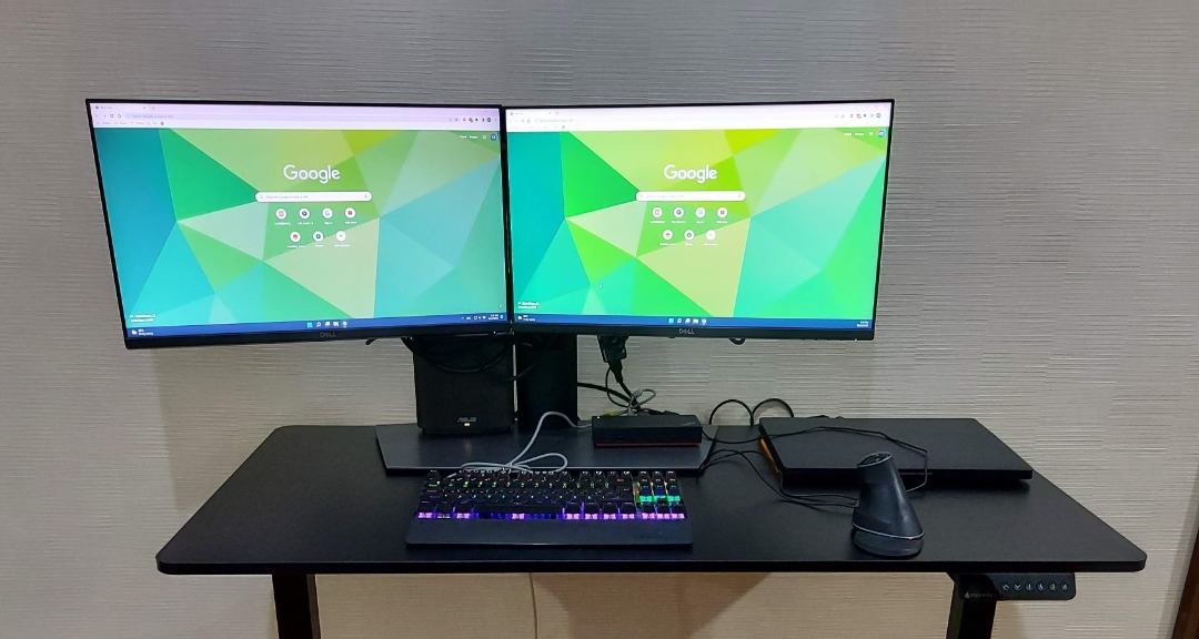 2x wide screen monitors plus dual monitor stand, Computers & Tech ...