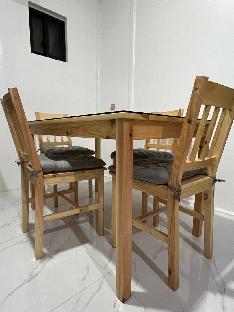 Aesthetic Wooden Dining Set 4 Seater, Furniture & Home Living ...