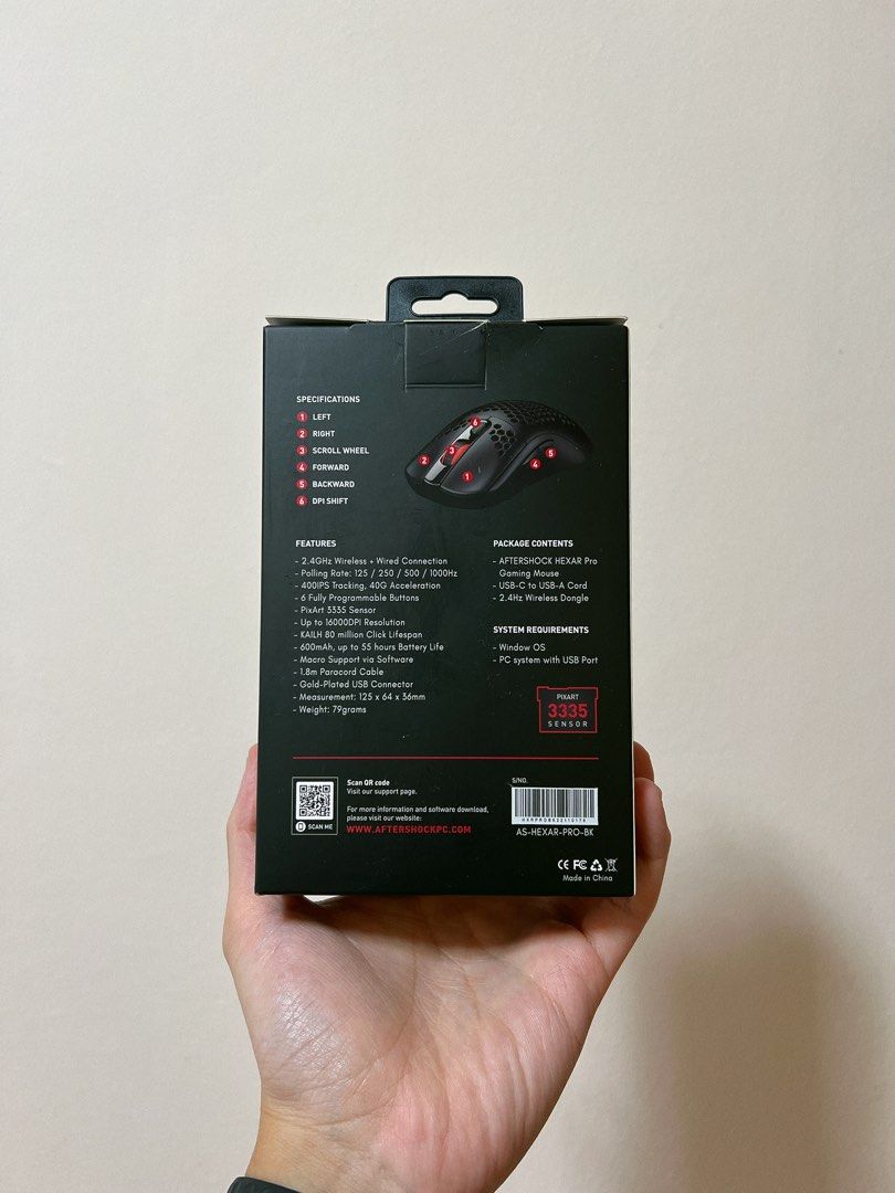 Aftershock Hexar Pro Gaming Mouse (Wireless) - Black, Computers & Tech ...