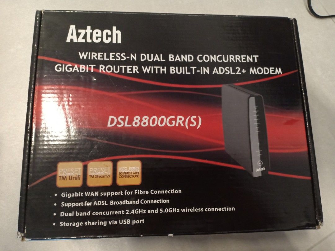 Aztech DSL 8800GR Wireless N Dual Band Fiber GateWay Modem Router ...