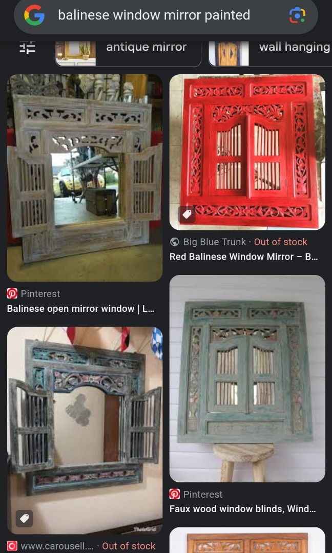 Large Balinese teak mirror, window shutter design / wall decor ...