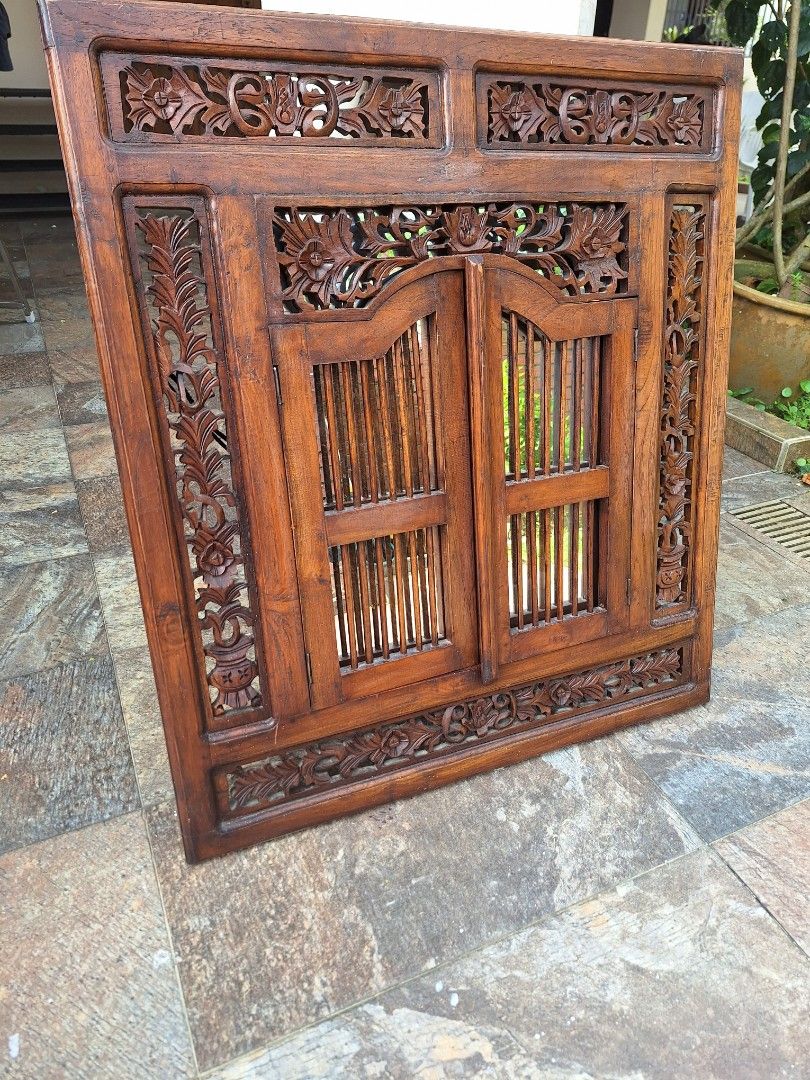 Large Balinese teak mirror, window shutter design / wall decor ...