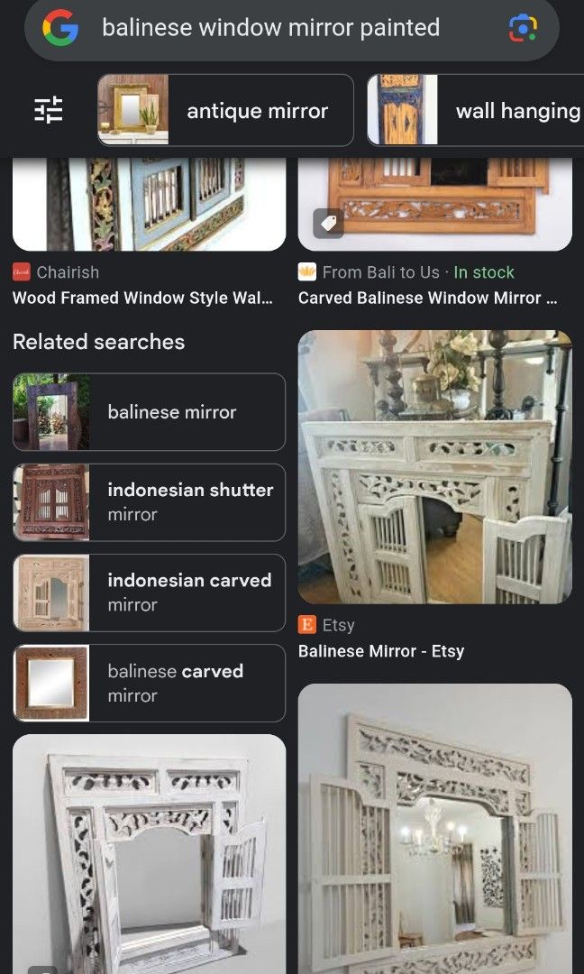 Large Balinese teak mirror, window shutter design / wall decor ...