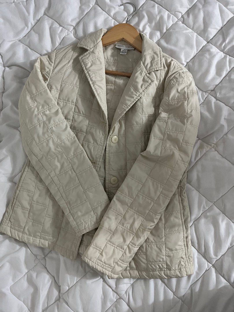 Beige puffer blazer, Women's Fashion, Coats, Jackets and Outerwear on ...