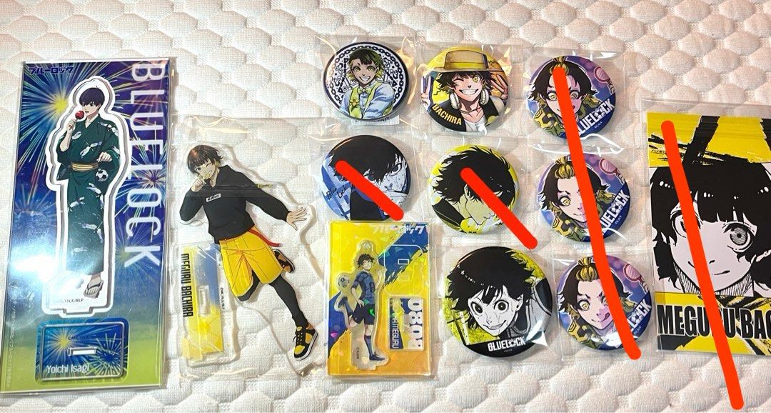 Bluelock merch stands badges polaroids postcards nagi seishiro chigiri ...