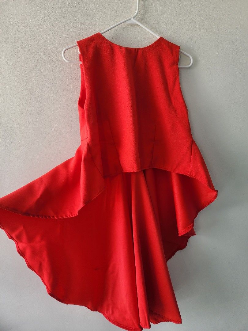 Chinese Red Long Back Top, Women's Fashion, Tops, Blouses on Carousell