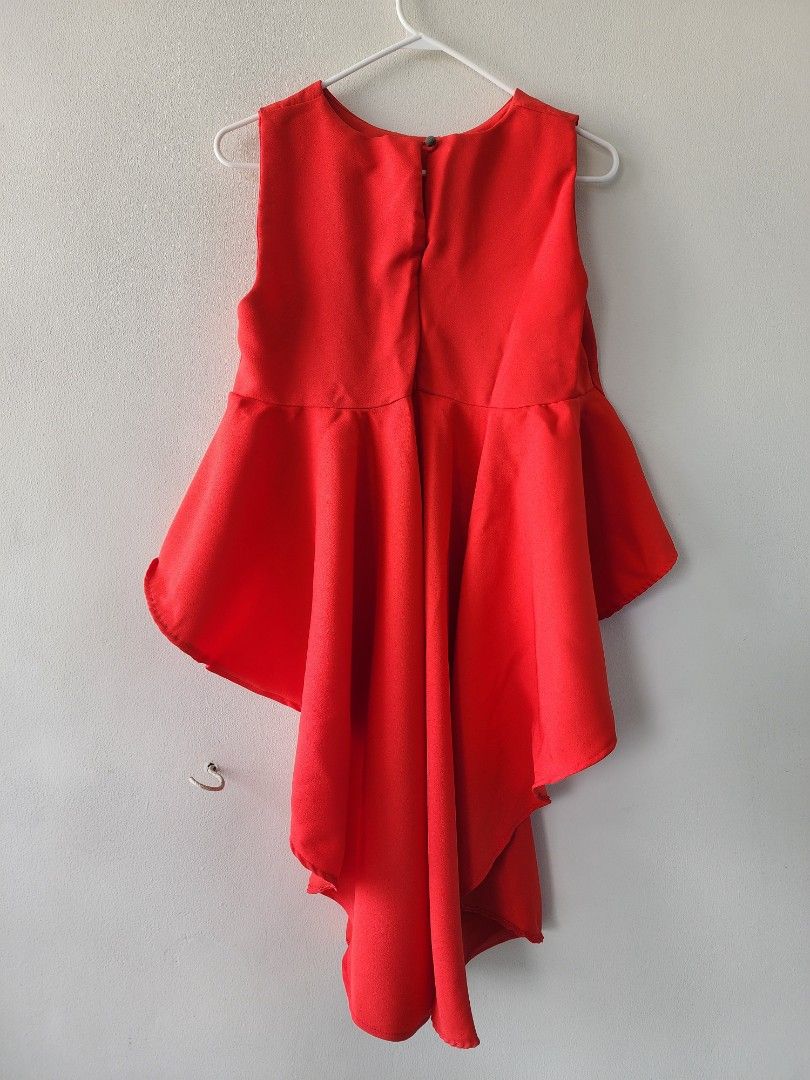 Chinese Red Long Back Top, Women's Fashion, Tops, Blouses on Carousell