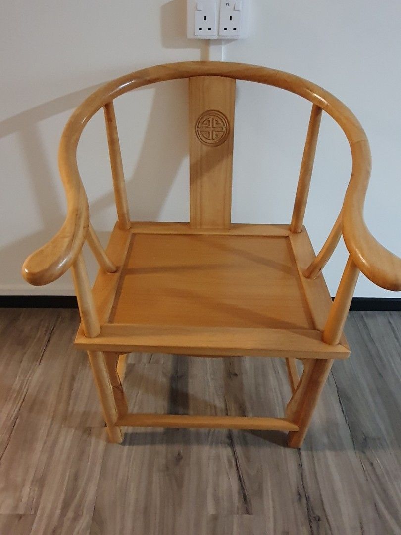 Chinese Style Solid Wood Round-Backed Armchair, Furniture & Home Living ...