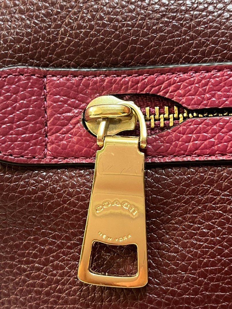 Coach Two-Tone Burgundy and Purple Zip Tote Bag, Luxury, Bags & Wallets ...