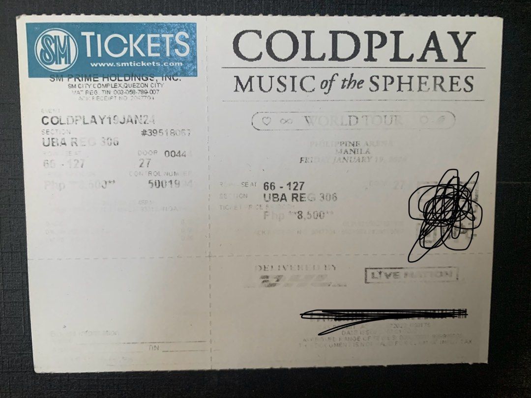 Coldplay Day 1 Ticket - UBA, Tickets & Vouchers, Event Tickets on Carousell
