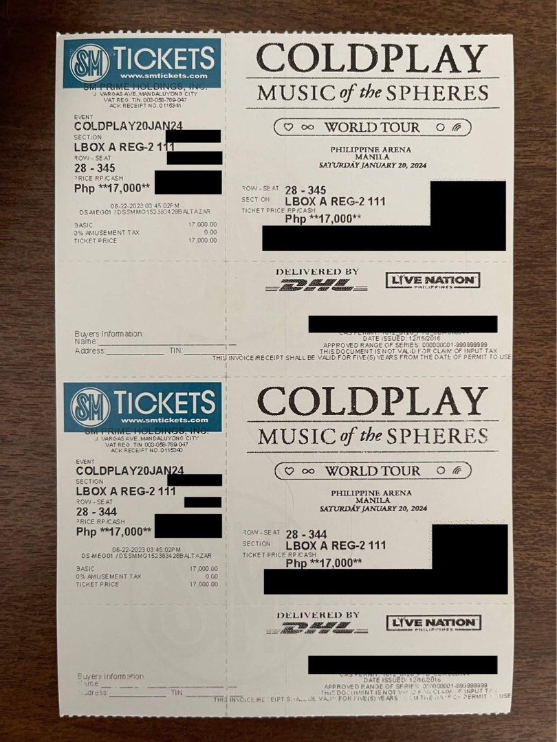 COLDPLAY LOWERBOX A . GREAT SEATS!! (HAVE TWO SEATED TOGETHER), Tickets ...
