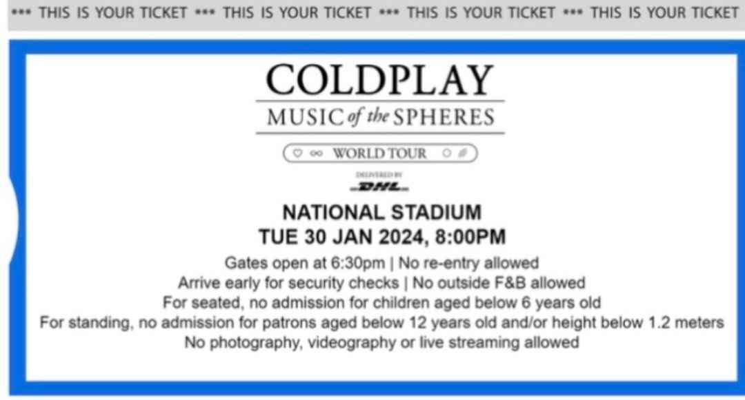 Coldplay ticket, Tickets & Vouchers, Event Tickets on Carousell