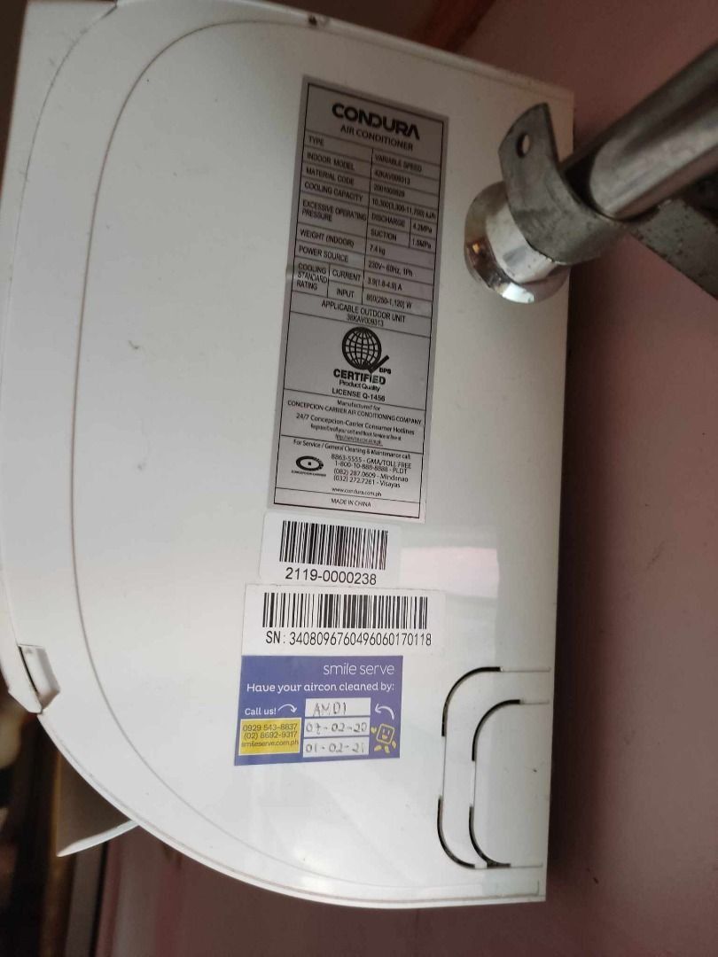 Condura split type aircon 1.5 HP, TV & Home Appliances, Air ...