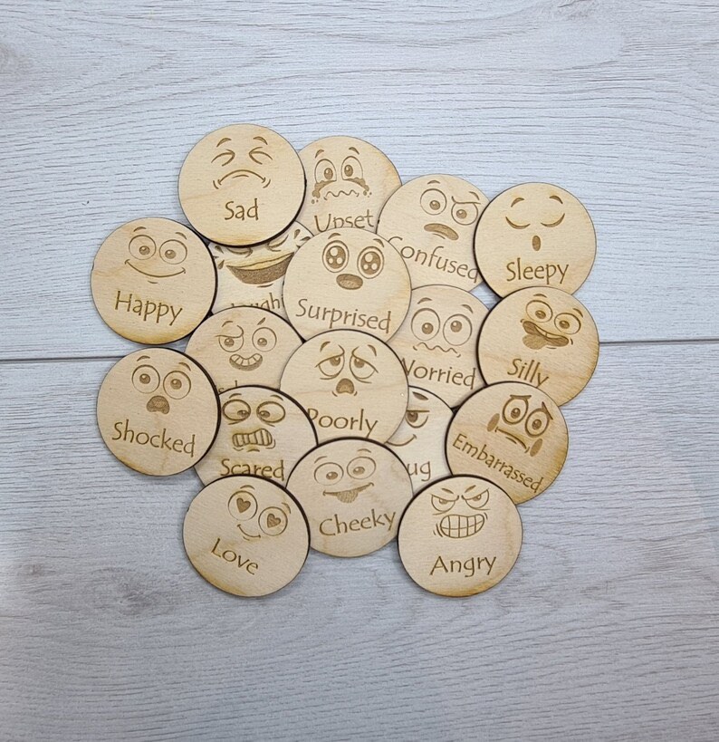 Emotions Feelings Wooden Discs Montessori Socio-emotional Development ...