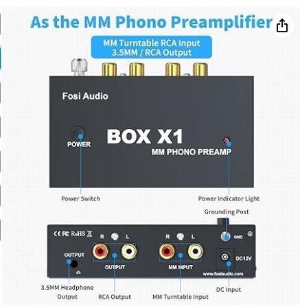 Fosi Audio Box X1 Phono Preamp for MM Turntable Mini Stereo Audio Hi-Fi ...