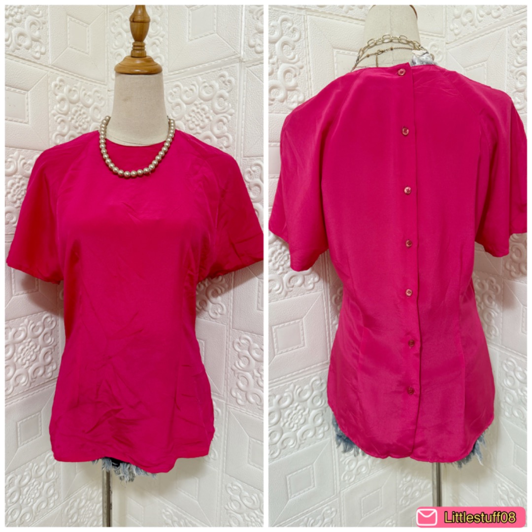 Fuchsia Back Buttondown Top, Women's Fashion, Tops, Blouses on Carousell