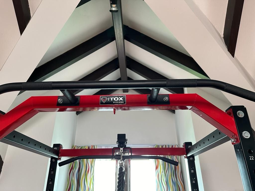 Home Gym Rack with Lats Pulldown and Row Cable, Weight Plates Storage ...