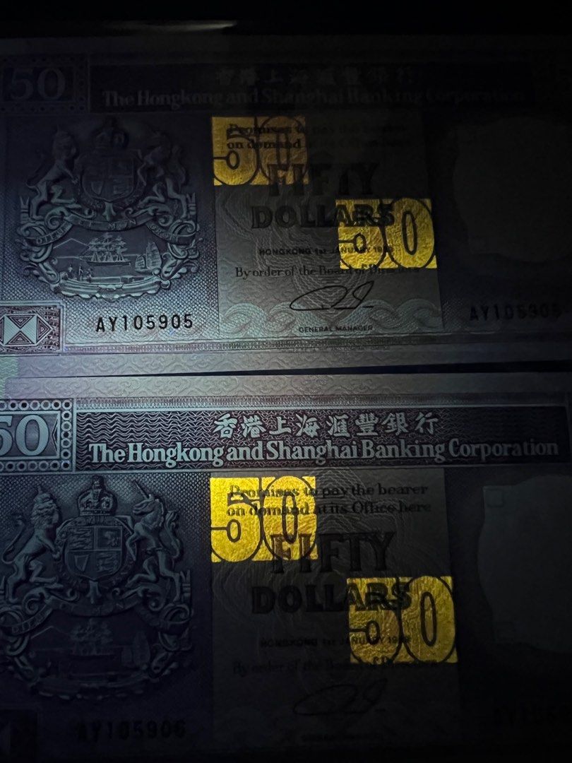 Hong Kong Banknotes 50HKD Running Number, Hobbies & Toys, Memorabilia ...