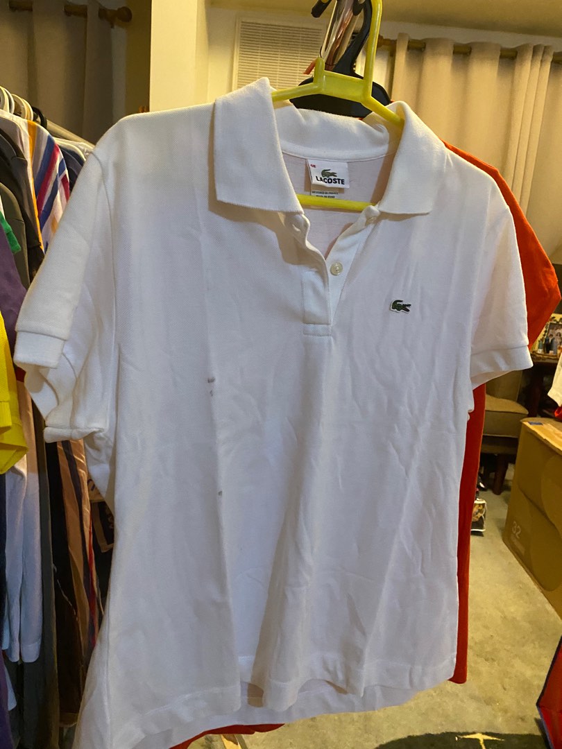 Lacoste White Collared Shirt (with Flaws), Women's Fashion, Tops ...
