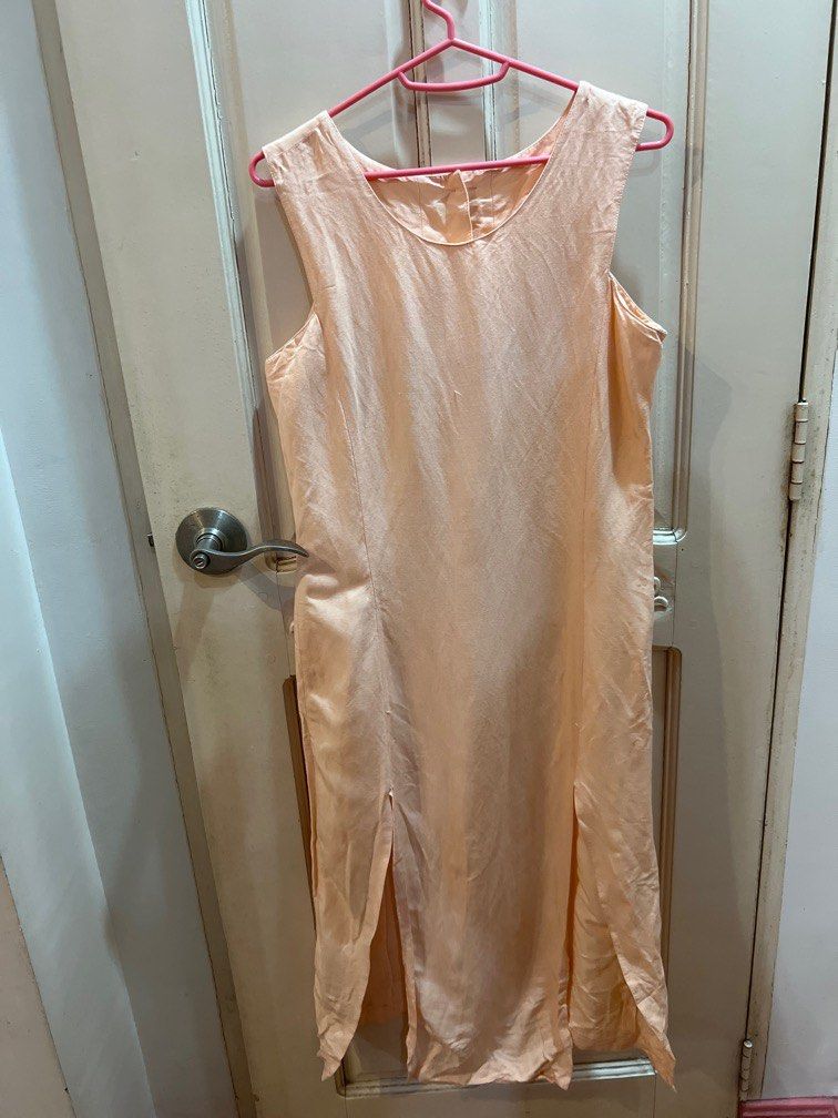 Linen orange drees with slits, Women's Fashion, Dresses & Sets, Dresses ...