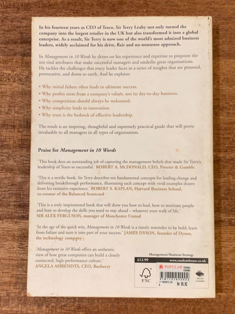 Management in 10 WORDS book by TERRY LEAHY, Hobbies & Toys, Books ...