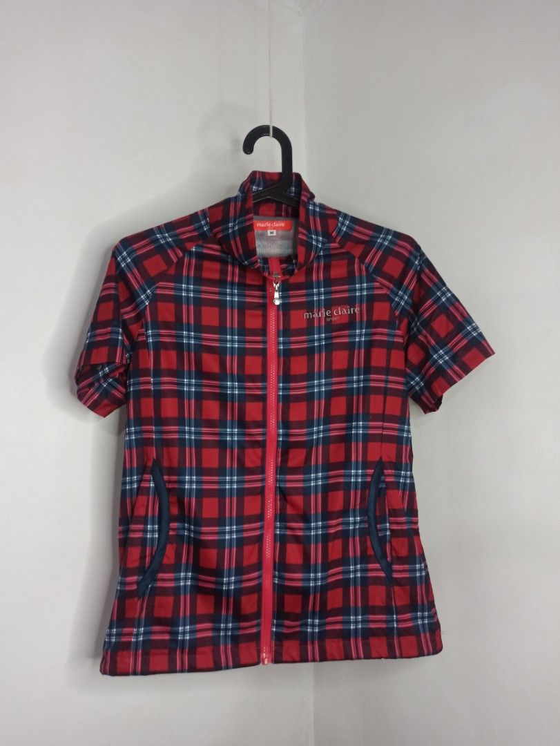 Marie Claire Sport Checker Red (Can be Polo and No Hood, Men's Fashion ...