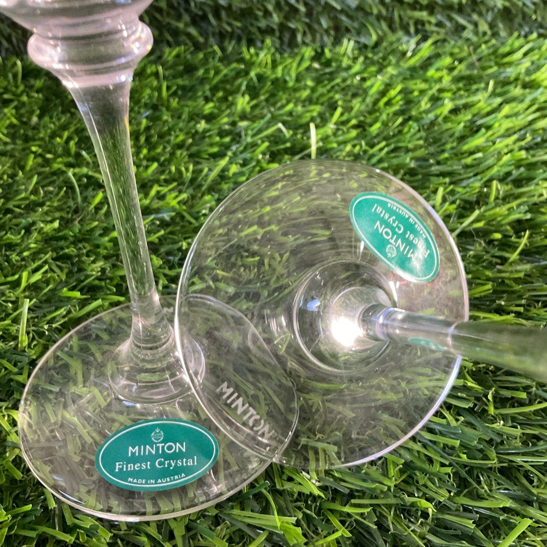Minton Haddon Hall Crystal Wine Pair Glass with Box, Backstamp and ...