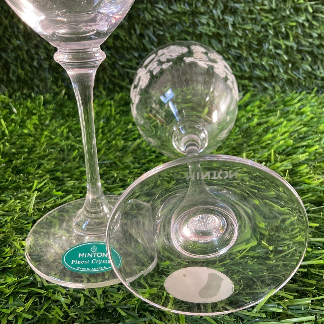 Minton Haddon Hall Crystal Wine Pair Glass with Box, Backstamp and ...