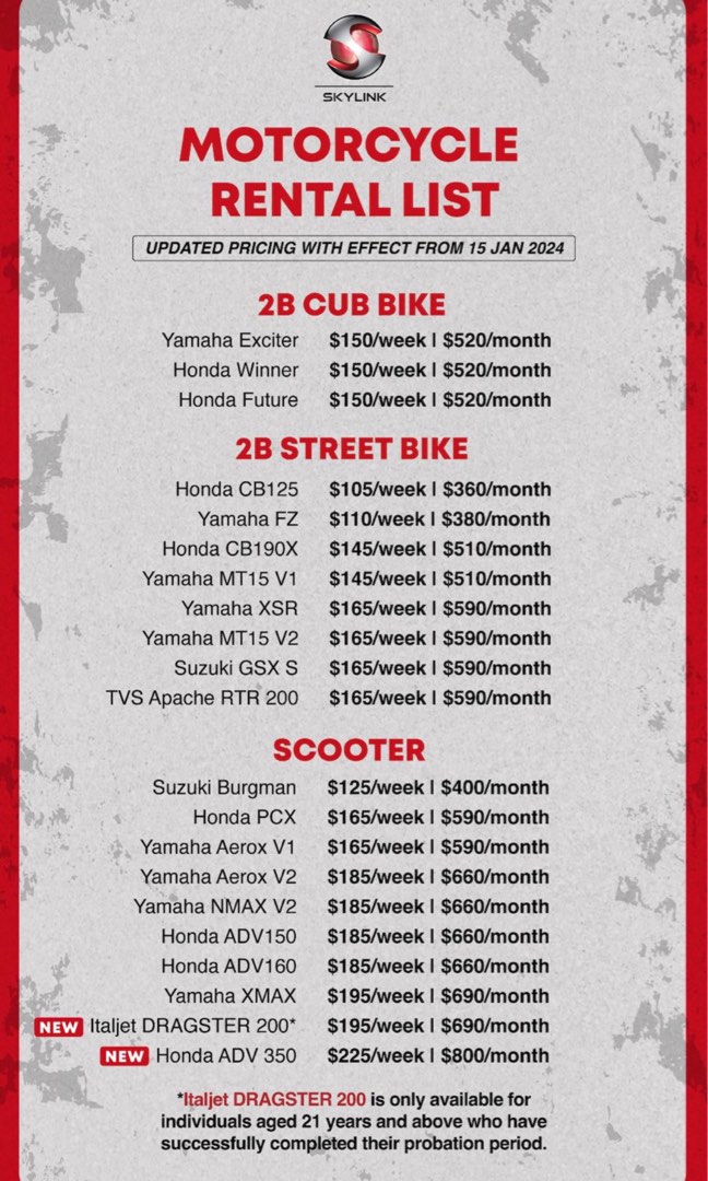 Motorcycle Rental 2024, Motorcycles, Motorcycle Rental on Carousell