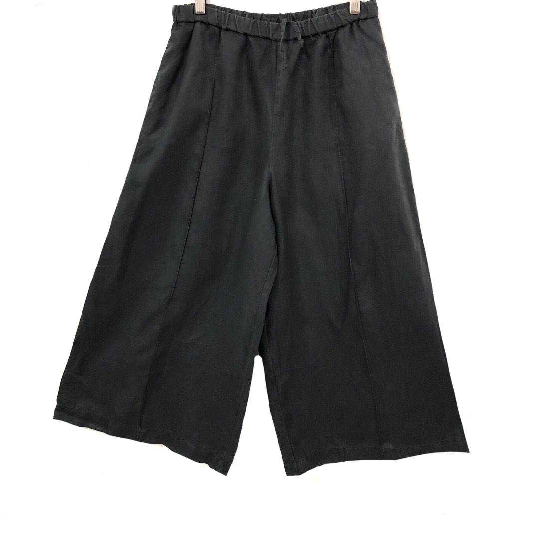 Muji 100% Linen Summer Artisans Charcoal Gray Wide Leg Pants, Women's ...
